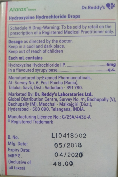 Atarax Drops (Hydroxyzine Hydrochloride Drops) review